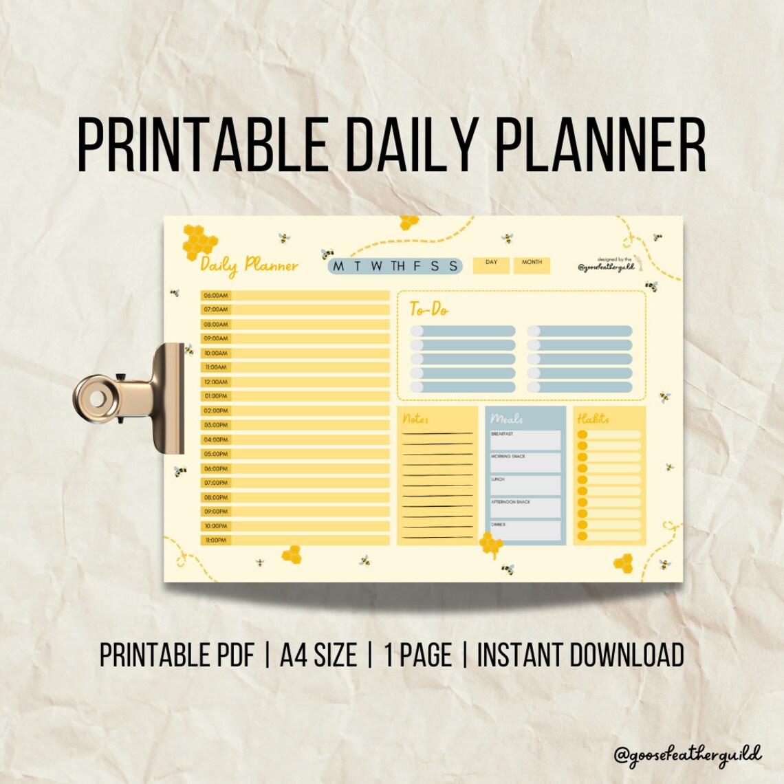 Busy Bee Themed Planner | Printable Daily Planner | Printable PDF ...