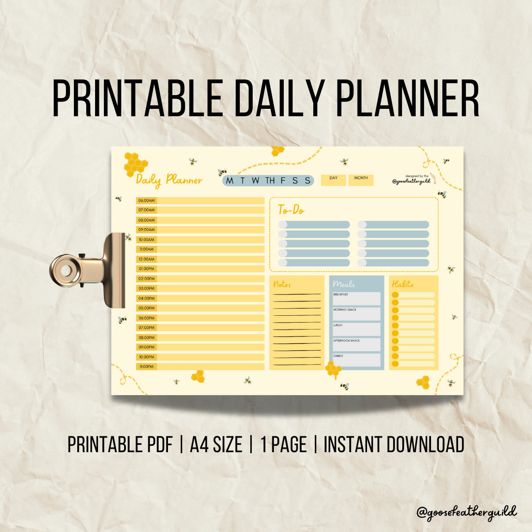 Busy Bee Themed Planner | Printable Daily Planner | Printable PDF ...