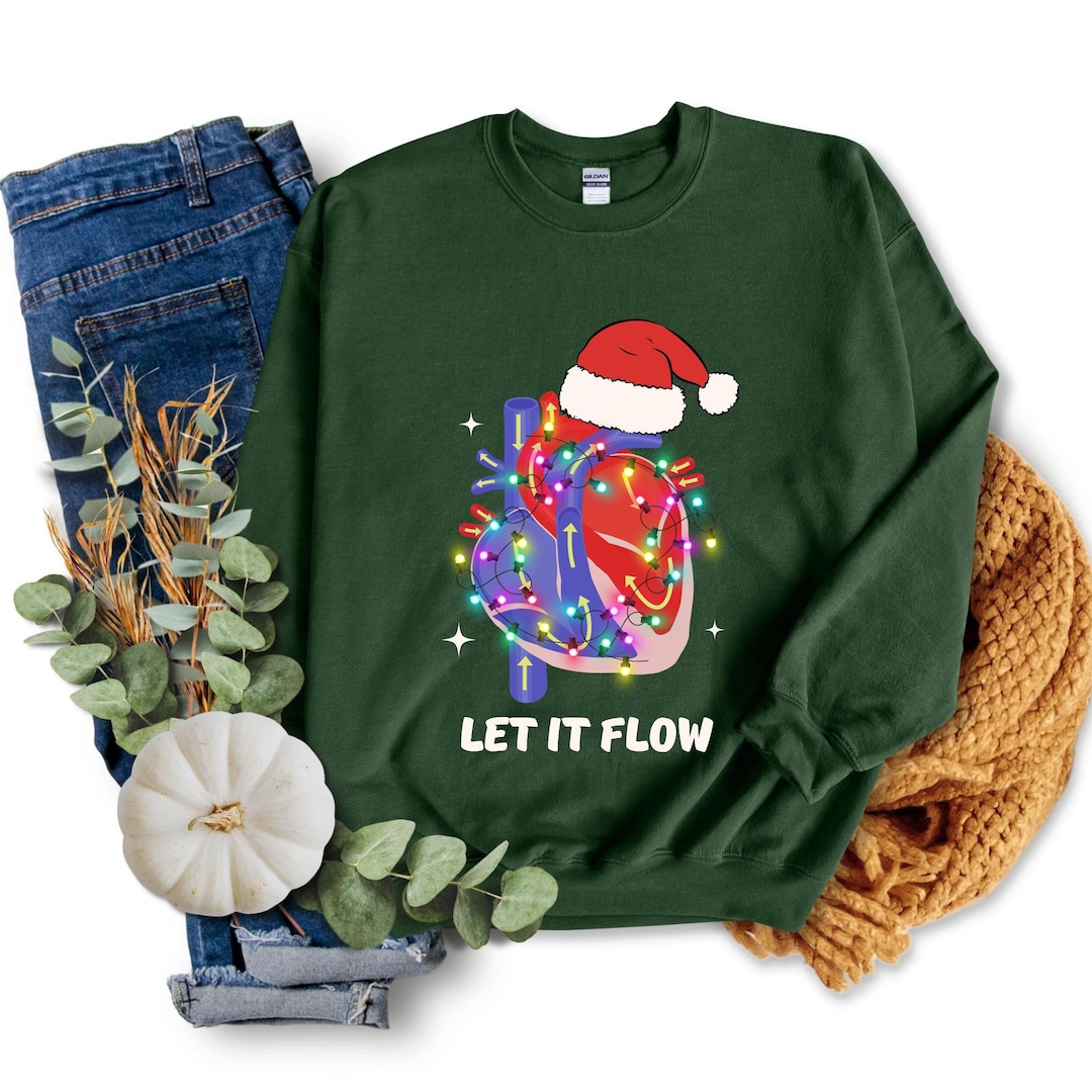 Christmas Cardiac Nurse Heart Anatomy Sweatshirt CCU Nurse Sweater Xmas ...