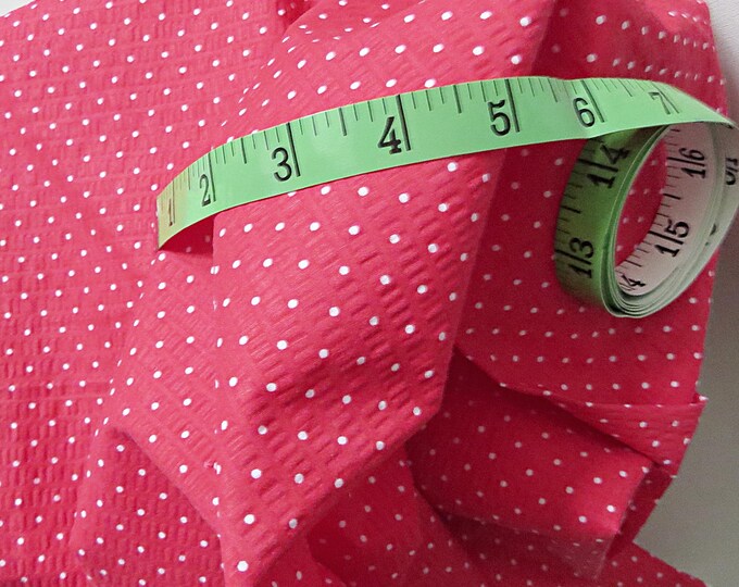 Vintage RED Polka Dot Cotton PLISSE Fabric ~ Unused, Clean 2 1/3 Yard ...