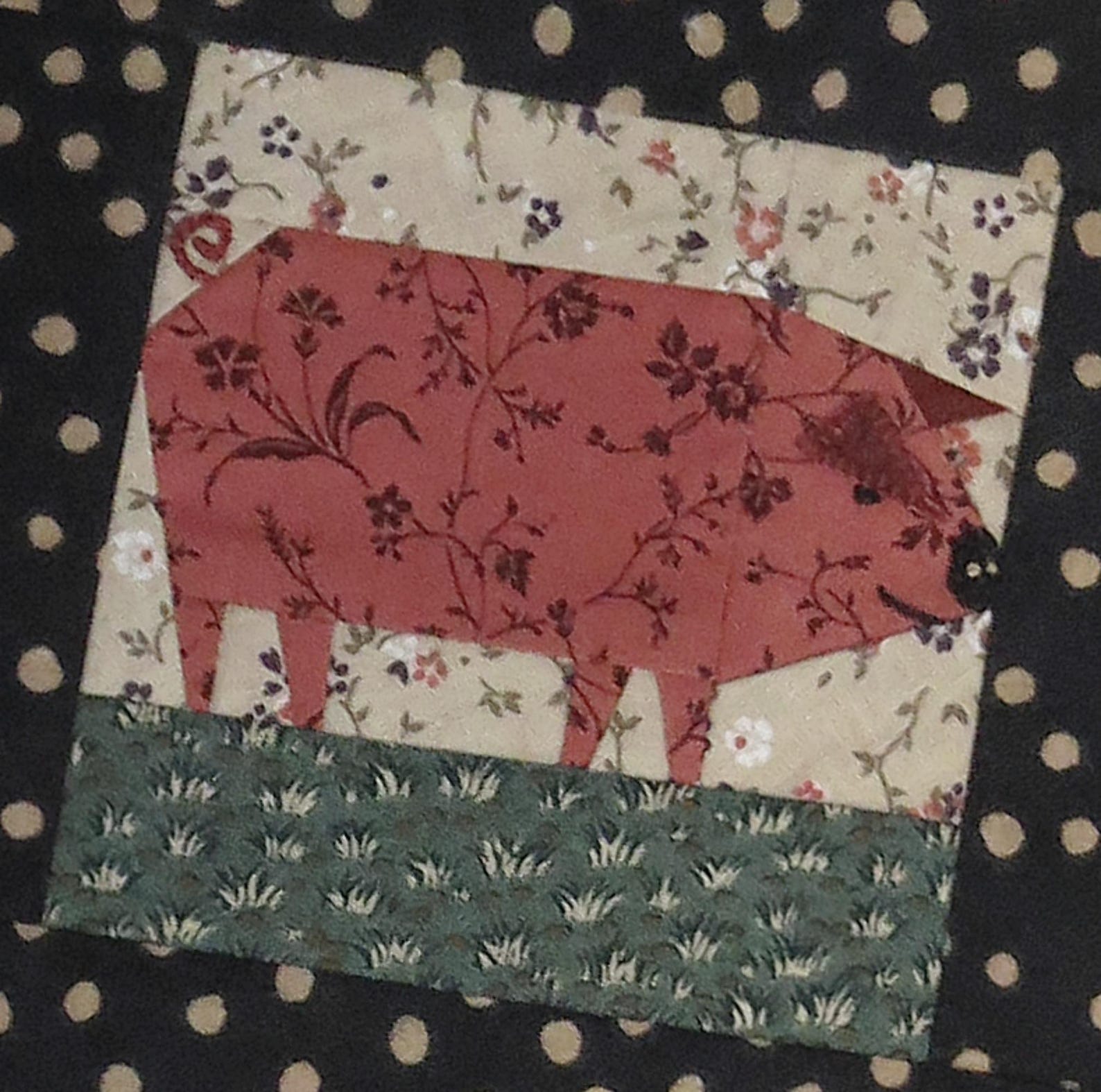 Patchwork PIG Quilt Square 6 5/8 Inches Square ~ All Vintage Cotton ...
