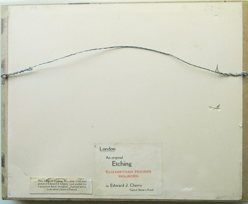 Antique Etching by Edward J Cherry Framed Under Glass With Artist's ...