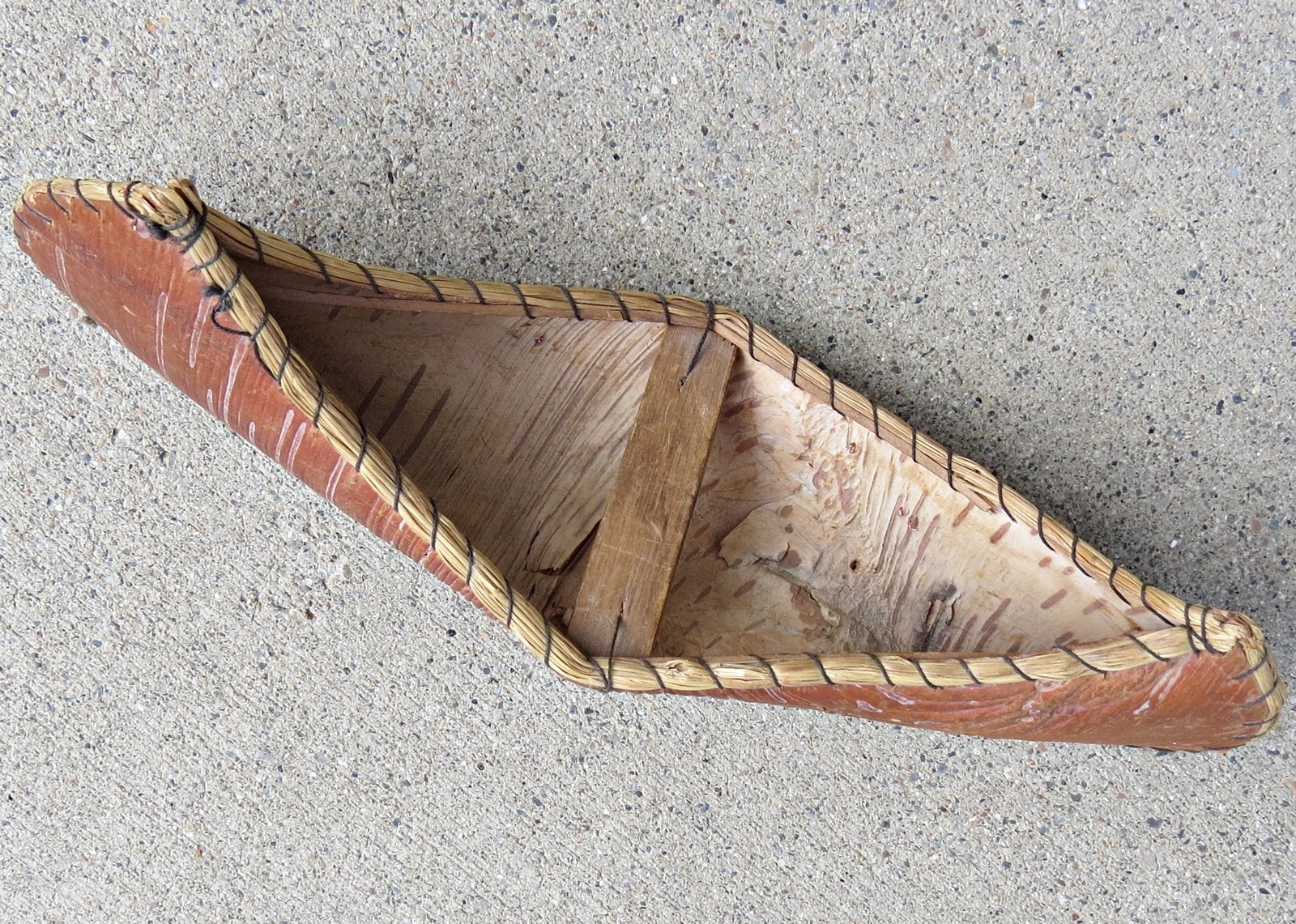 Vintage Handmade Native American Indian Thick Birch Bark Canoe With ...