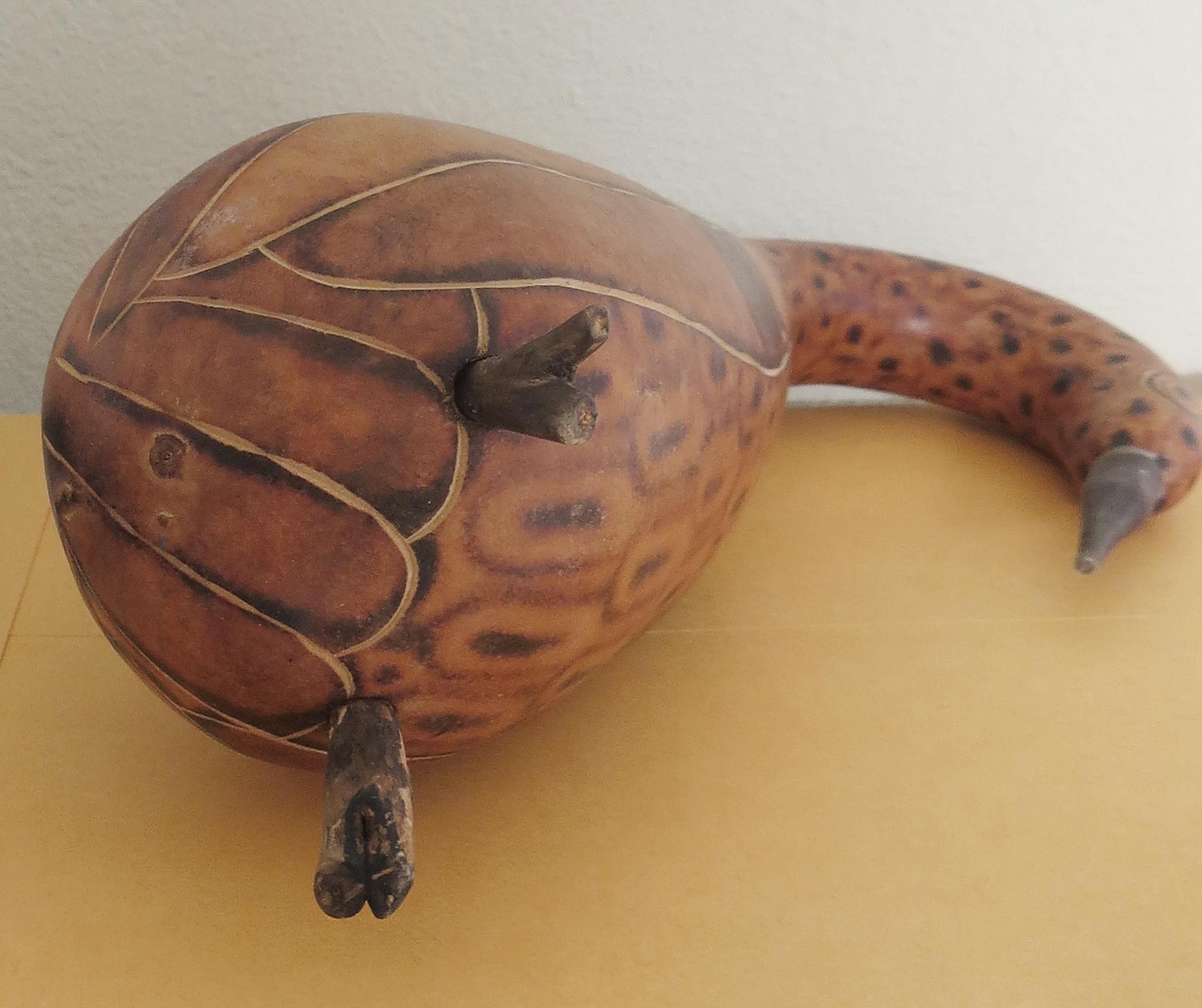 Vintage Peruvian GOURD ART BIRD Hand Carved Fire Painted 10 Tall ...