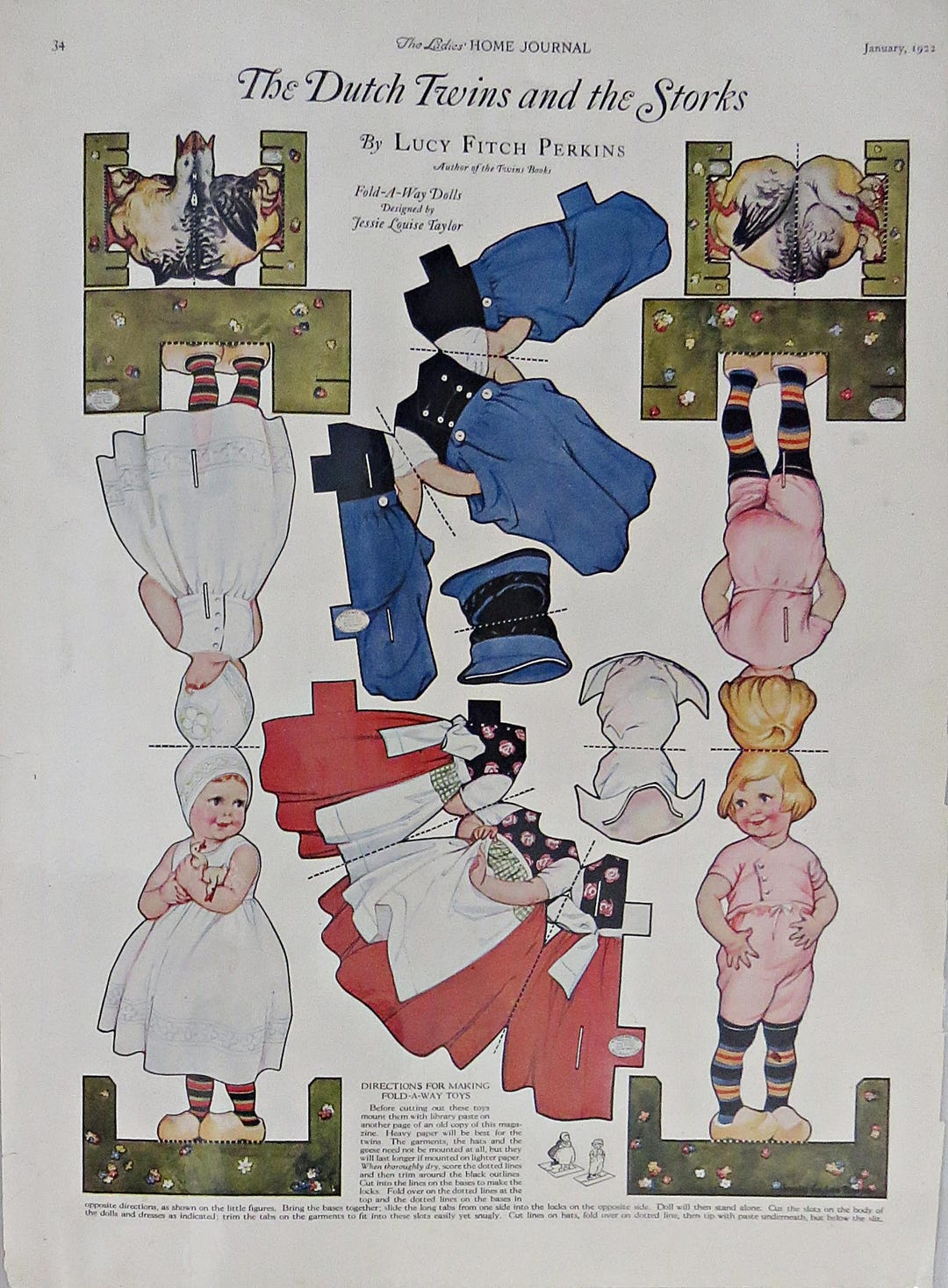 Vintage PAPER DOLLS (the Dutch Twins) and Large Magazine Ad From Ladies ...