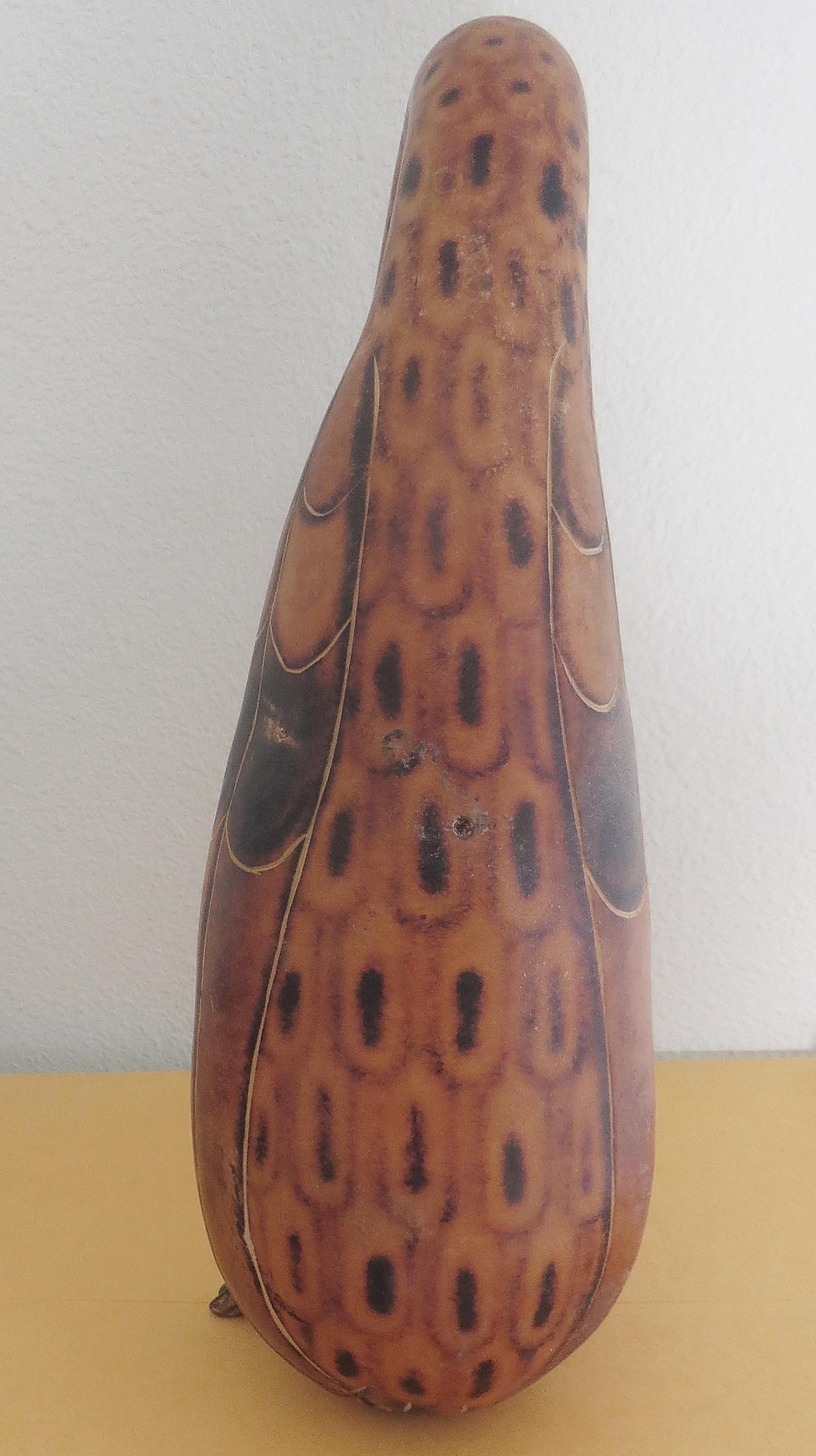 Vintage Peruvian GOURD ART BIRD Hand Carved Fire Painted 10 Tall ...