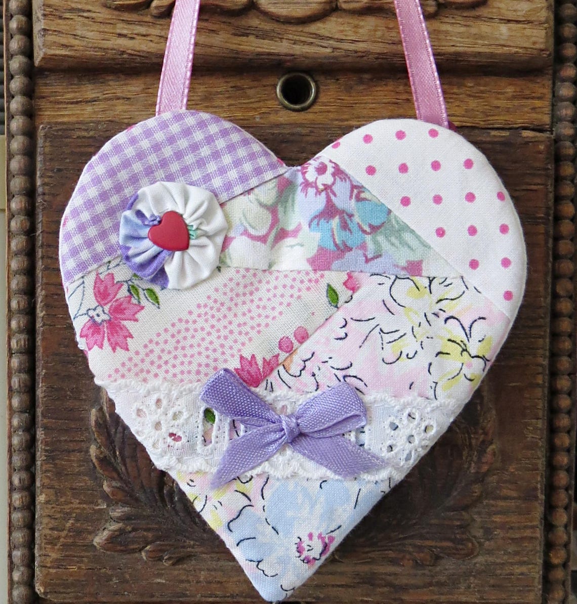 Lovely Token of Affection Valentine Hanging Heart With Yo Yos, Ribbons ...