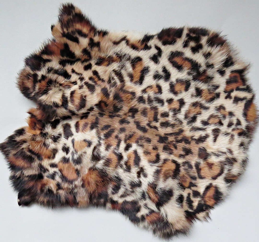 Soft Lush Rabbit Fur Pelt Dyed to Look Like a Leopard Skin Clean ...