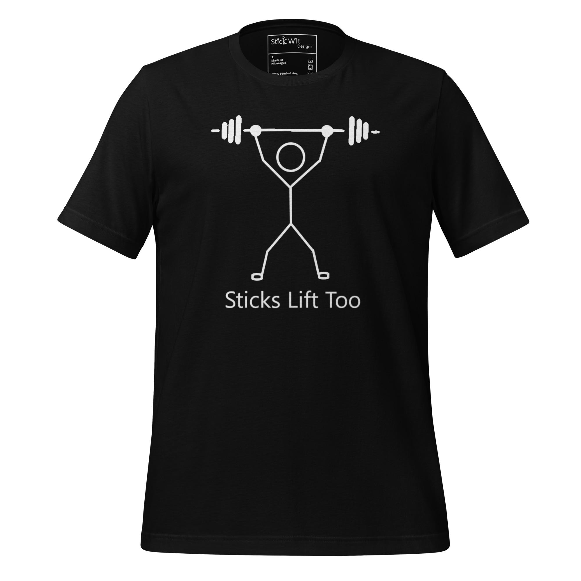 Sticks Lift Too - Stick Figure Gym - T-shirt - White Design - Gym Shirt ...