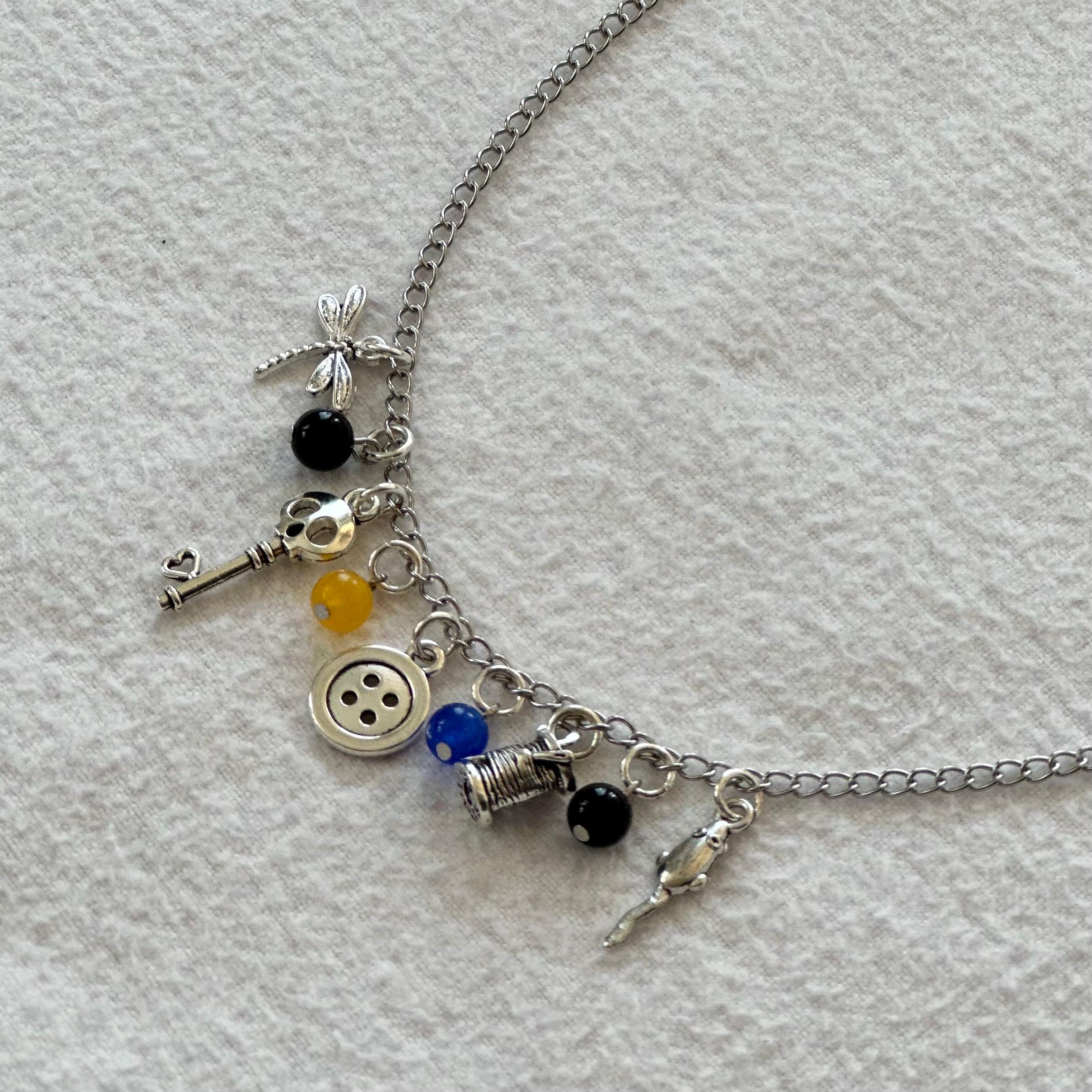 Coraline Movie Charm Necklace, Gothic Grunge Jewelry, Handcrafted ...