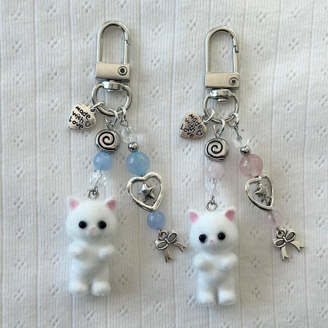 Matching White Kitten Keychains, Best Friend Accessories, Sanrio Hello ...