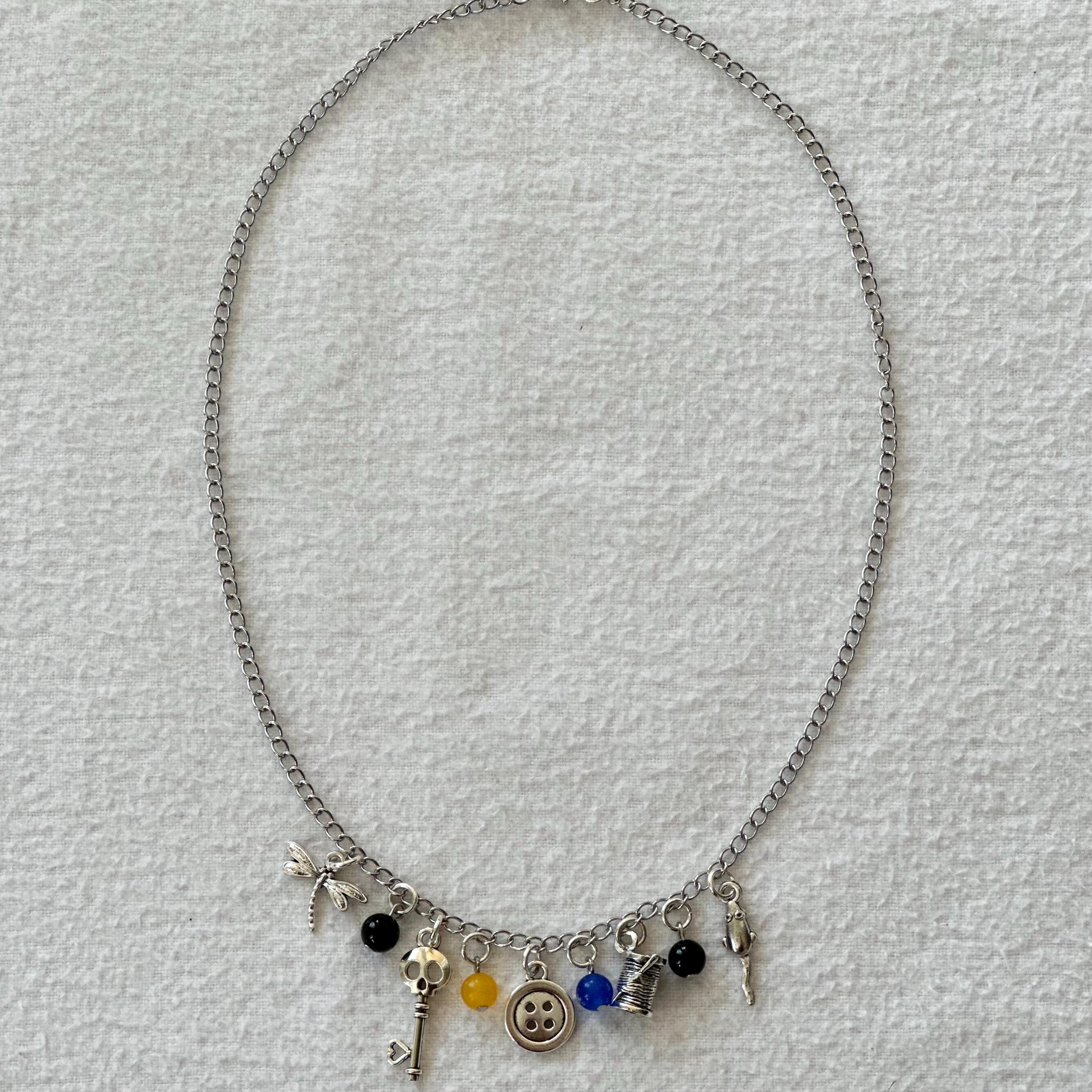 Coraline Movie Charm Necklace, Gothic Grunge Jewelry, Handcrafted ...
