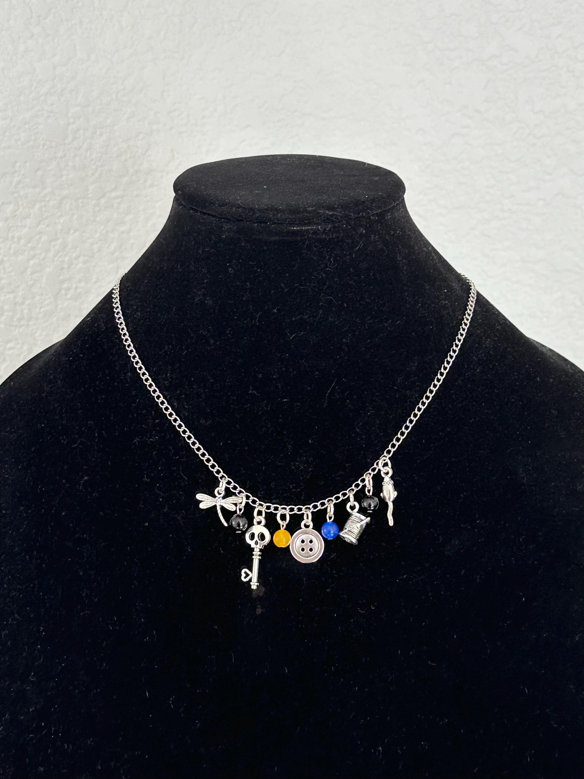 Coraline Movie Charm Necklace, Gothic Grunge Jewelry, Handcrafted ...