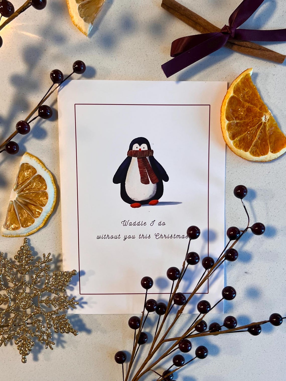 Funny Christmas Card Penguin Holiday Greeting Cute Funny Gift Puns ...
