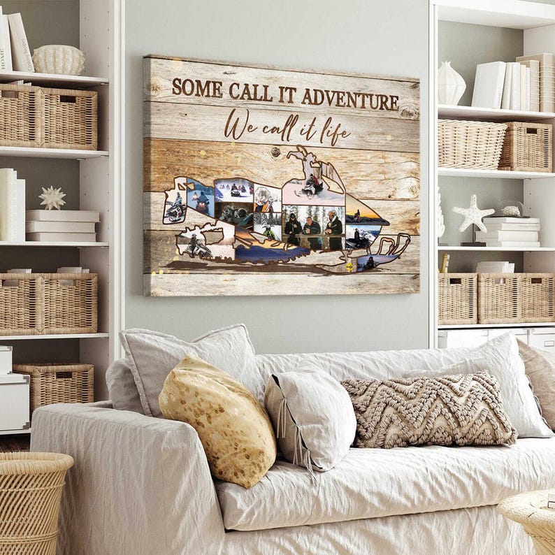 Snowmobile Custom Photo Collage Canvas Print - Personalized Snowmobile ...