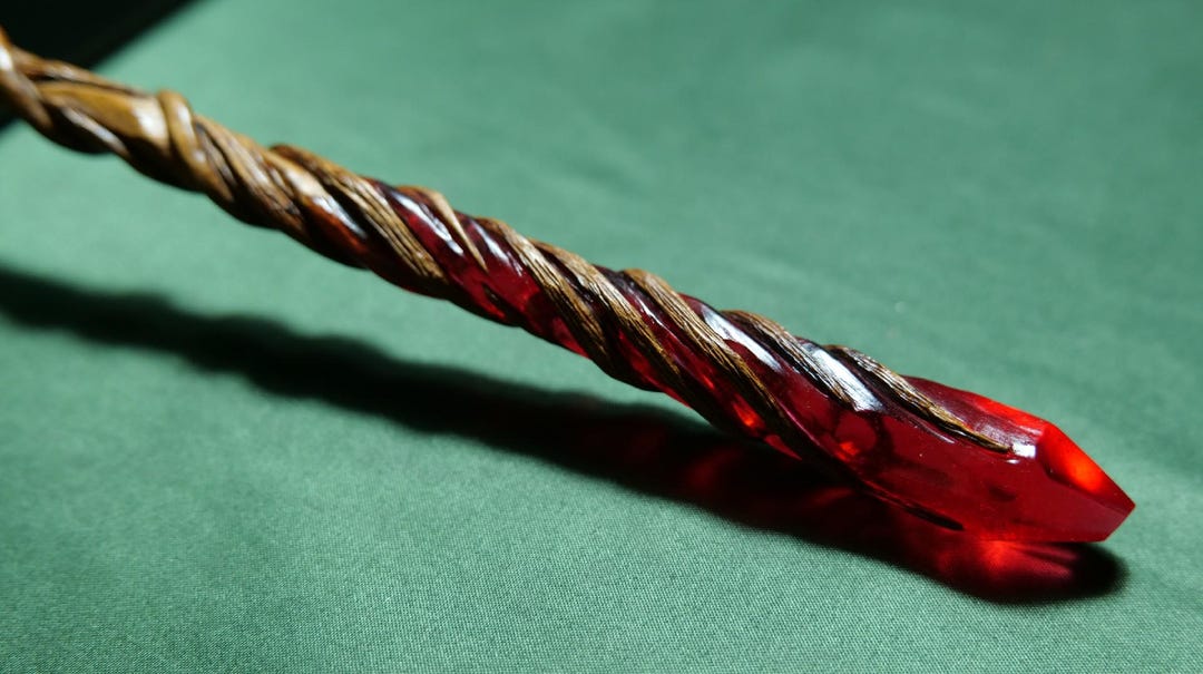 Custom Spiral Resin Wooden Wands | Hand-carved Wands | Handmade Magic ...