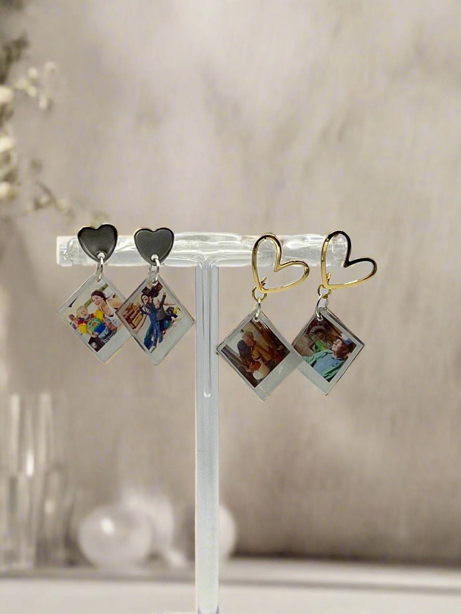 Custom Photo Earrings, Polaroid Style Picture Jewelry, Memorial Gift ...