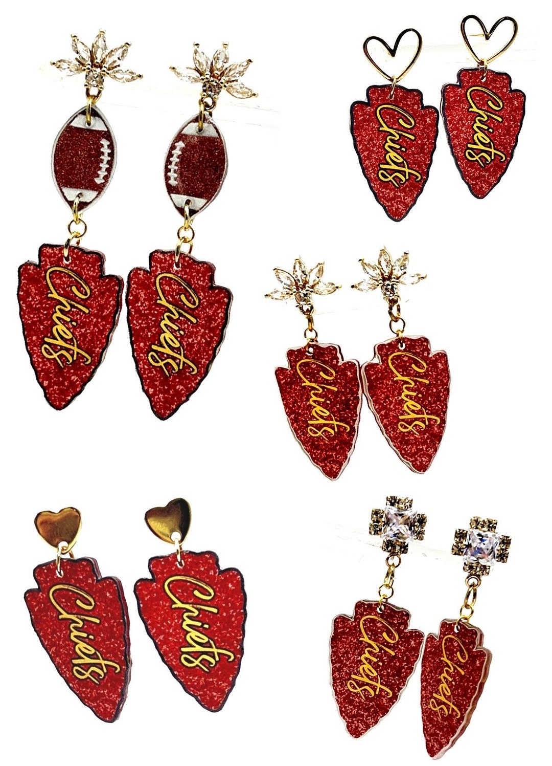 Kansas City Chief Earrings - College Football Accessories! Red Glitter ...