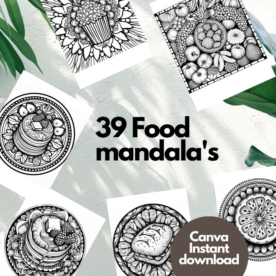 Food Mandala Coloring Pages for Adults – 39 Detailed Printable Designs ...