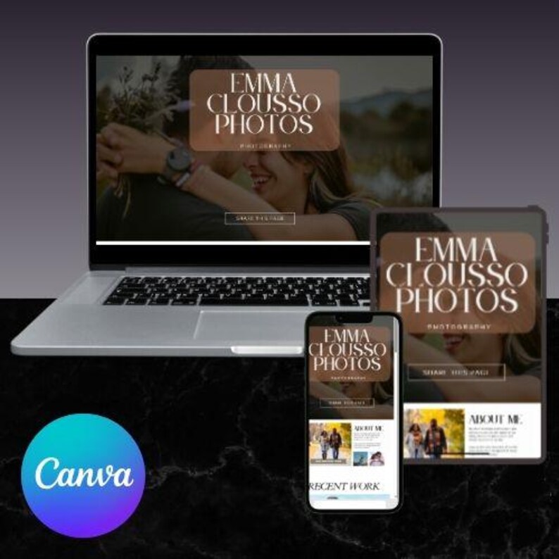 Photography Website Template | Editable Canva Website for Photographers ...