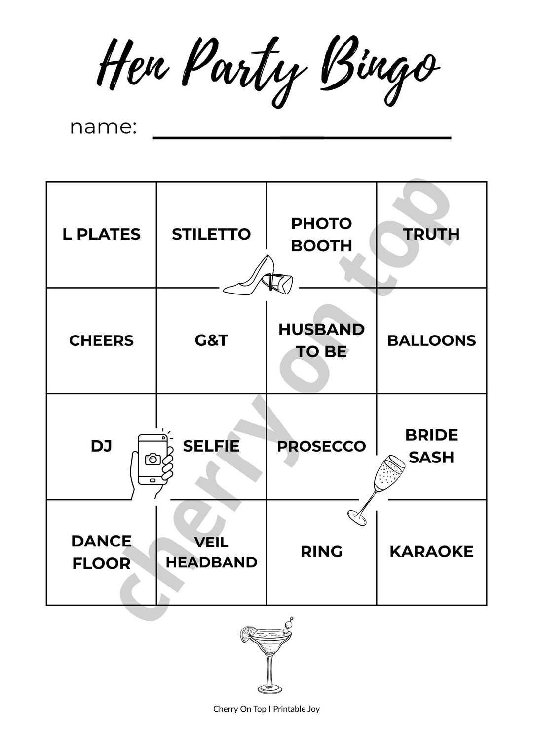 Hen Party 'bingo' Game: Cheeky Edition (instant Download) - Etsy
