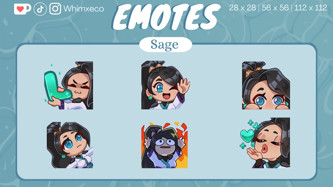 VALORANT SAGE EMOTES Twitch, Discord, Youtube 6 Emote Set Valorant ...