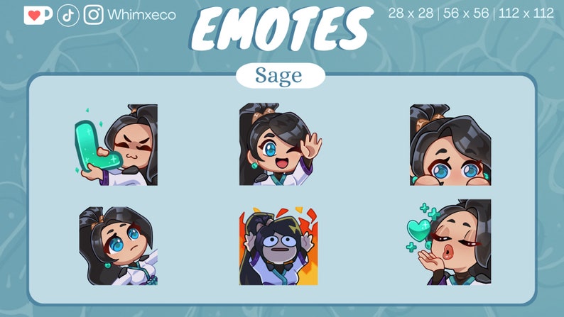 VALORANT SAGE EMOTES Twitch, Discord, Youtube 6 Emote Set Valorant ...