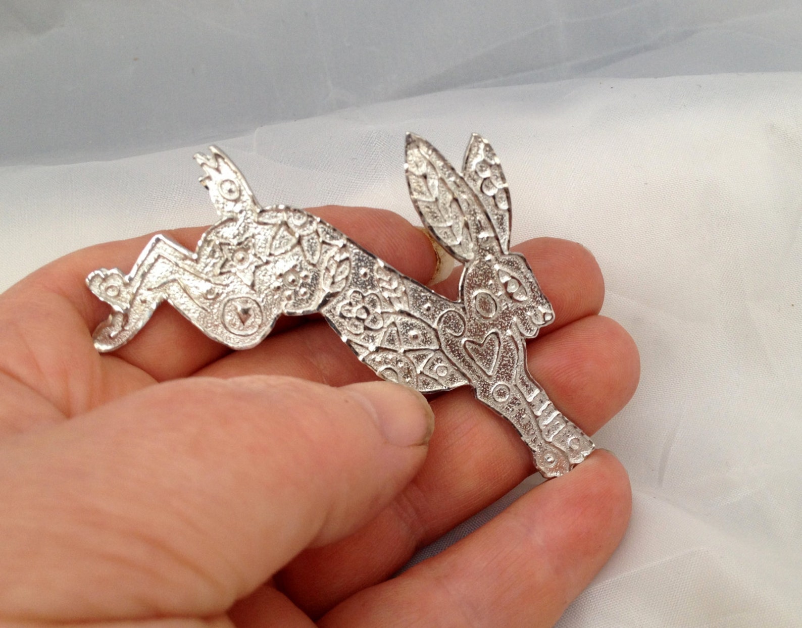 Hare Brooch. Pewter Brooch Running Hare Pin. - Etsy