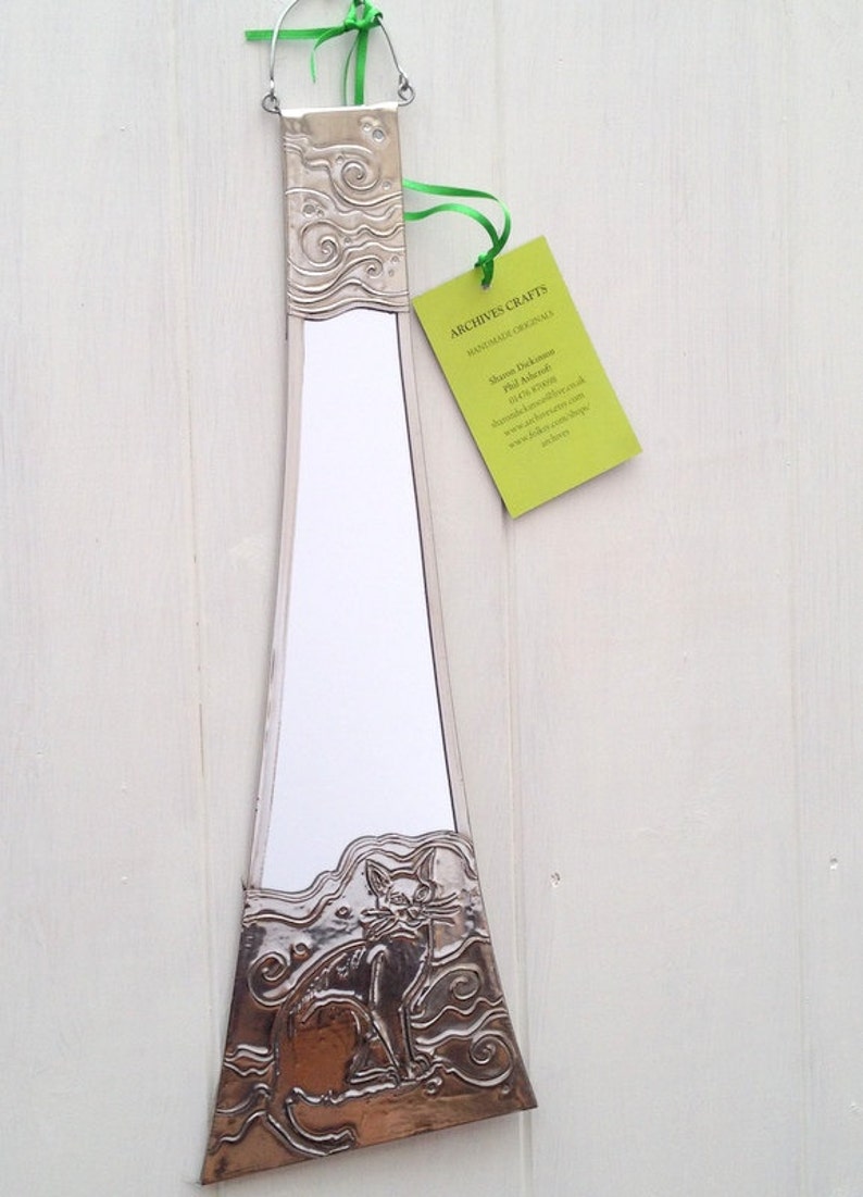 Siamese Cat Mirror: Hand Tooled Pewter Frame, Cat Lover Gift - Etsy