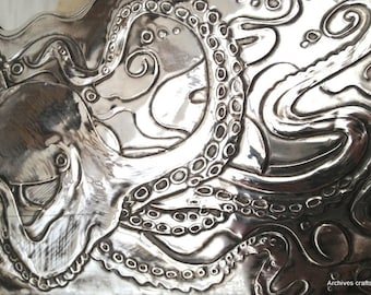Hand Painted Octopus Mirror, Beach Mirror, Beach Decor, Beach House Art ...