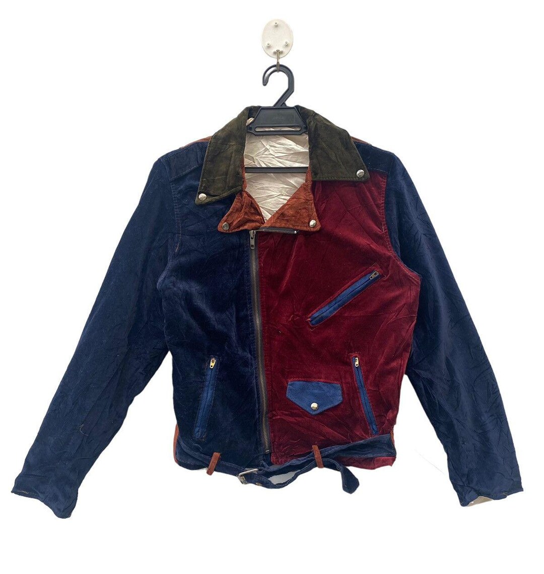 Vtg 80s Velvet Biker Jacket Double Color Multicolor Design - Etsy