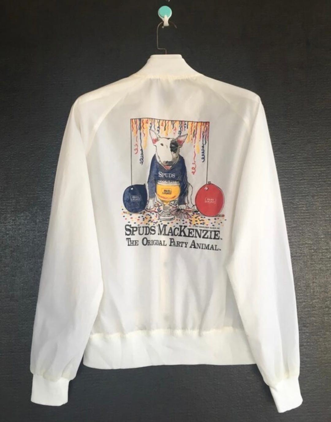 Vtg 1987 Spuds Mackenzie Bud Light Party Animal Bomber Jacket Medium ...
