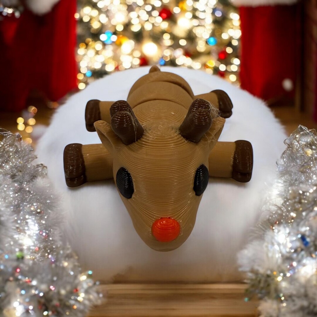 WRIGGLES Articulated Rudolph Reindeer Toy 3D Printed Adorable Fidget ...