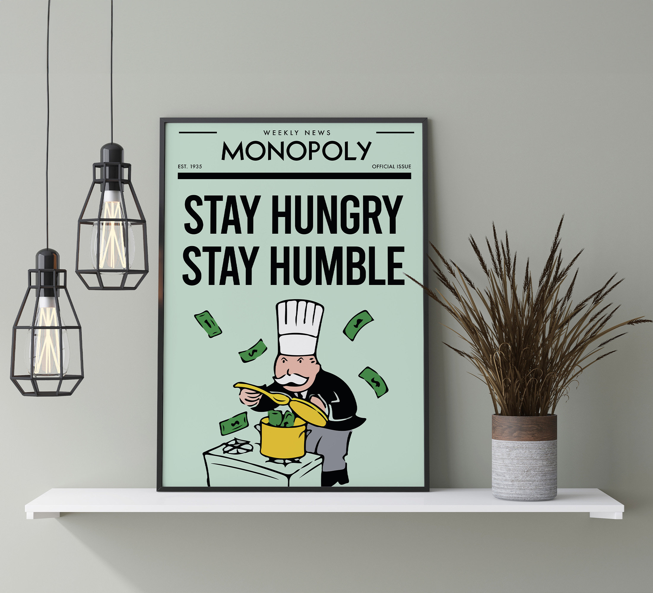 Monopoly Printable Wall Art - Stay Hungry, Stay Humble. Graffiti Canvas ...