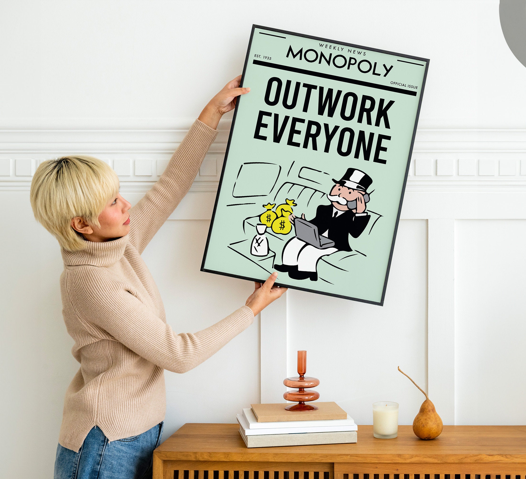 Monopoly 'outwork Everyone' Art Print: Motivational Office Decor ...