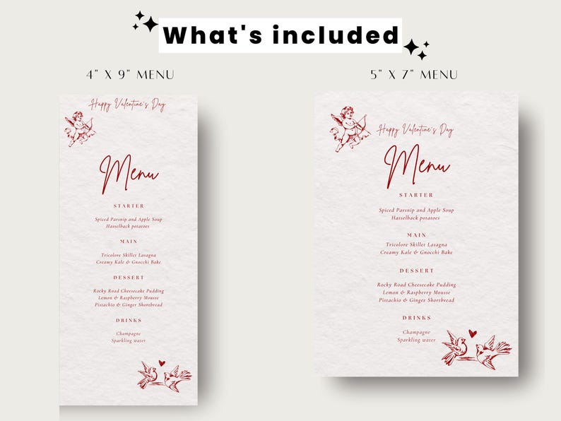 Valentines Day Dinner Menu Digital Printable Dinner Menu Editable Dinner Menu Valentines Day ...