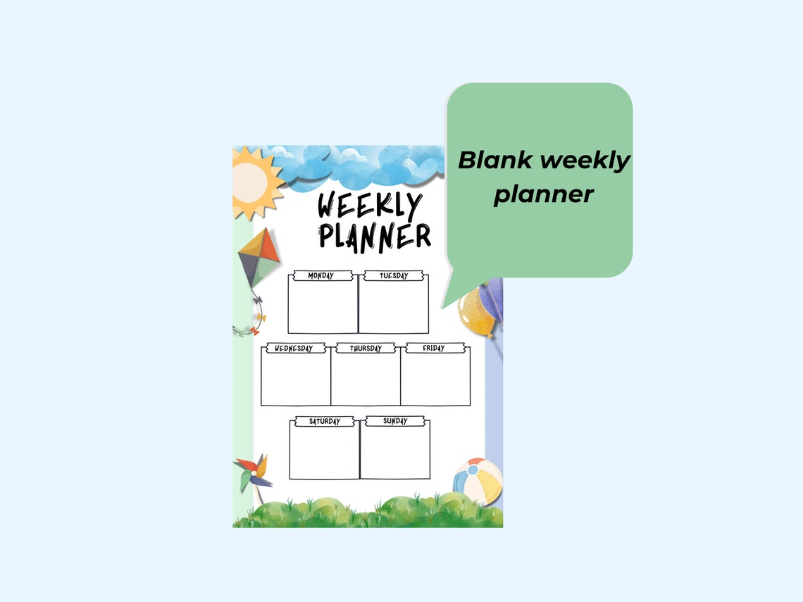PLANNER for KIDS SUMMER Break Printable Activity for Kids Daily Chore ...