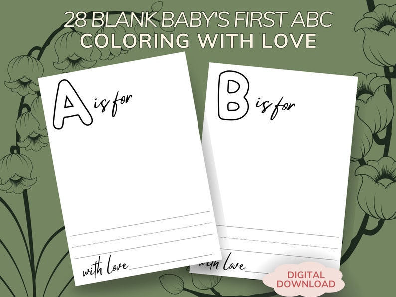 28 Blank Baby's First ABC Coloring Pages, Baby Shower ABC Book, Baby ...