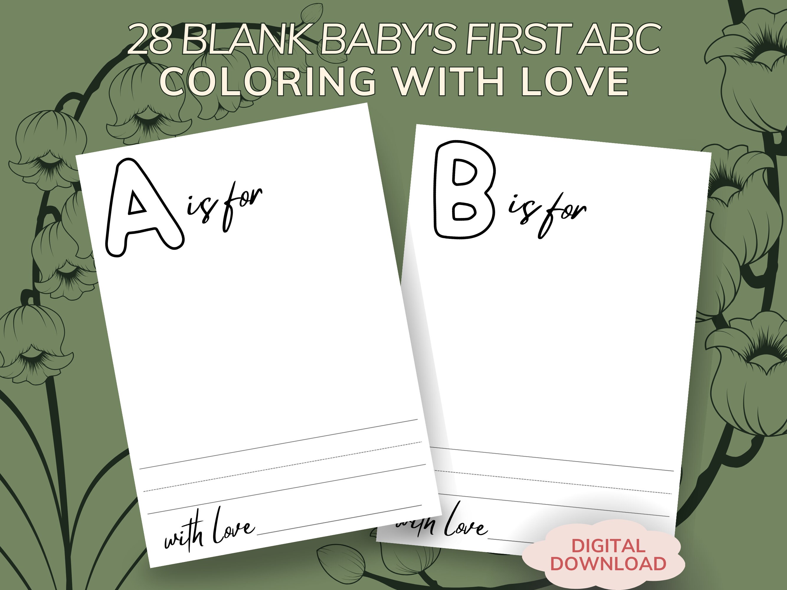 28 Blank Baby's First ABC Coloring Pages, Baby Shower ABC Book, Baby ...