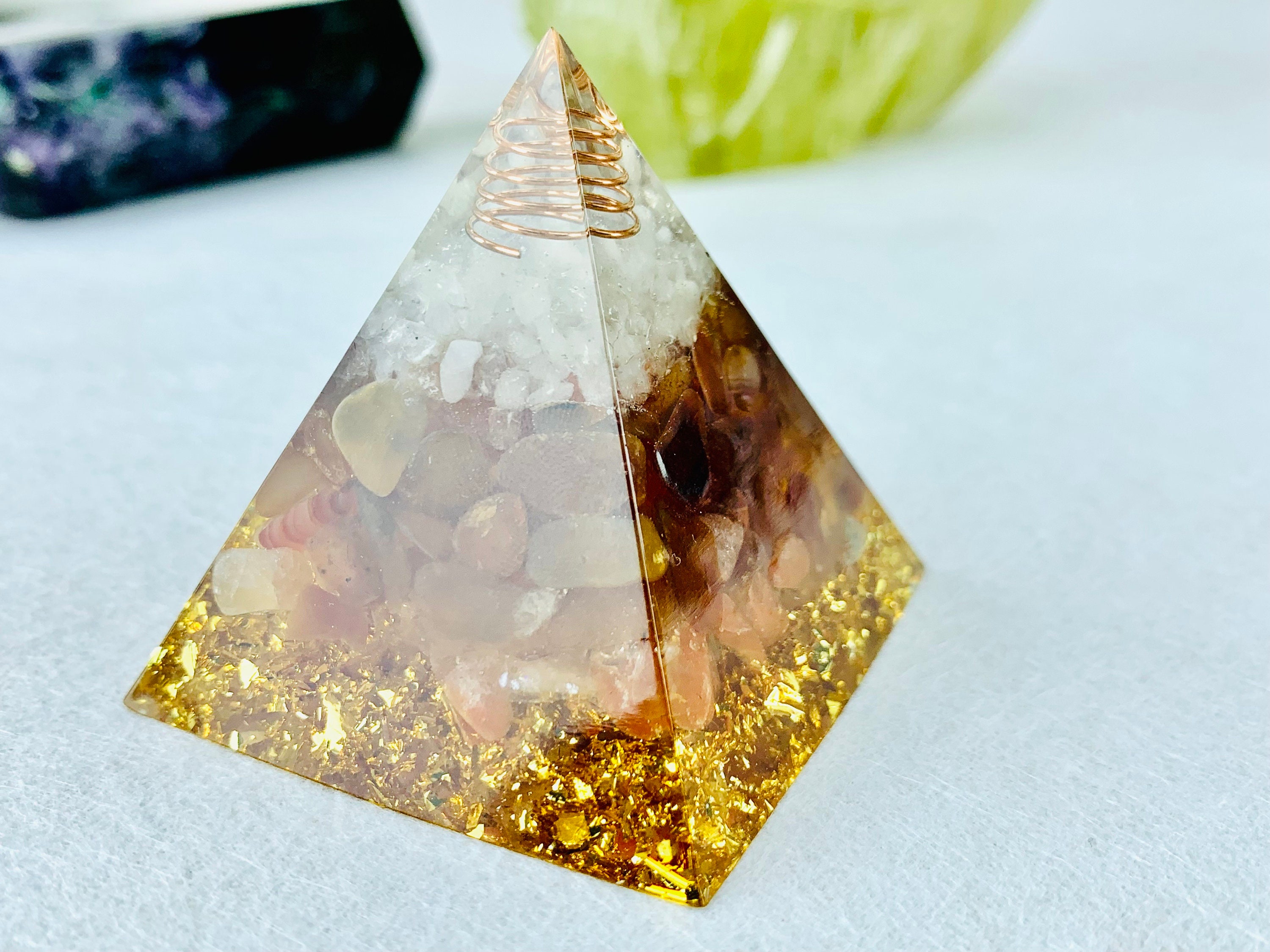 2.1'' Resin Orgonite Energy Pyramid, Energy Tower, Runes Pyramid, Fire ...