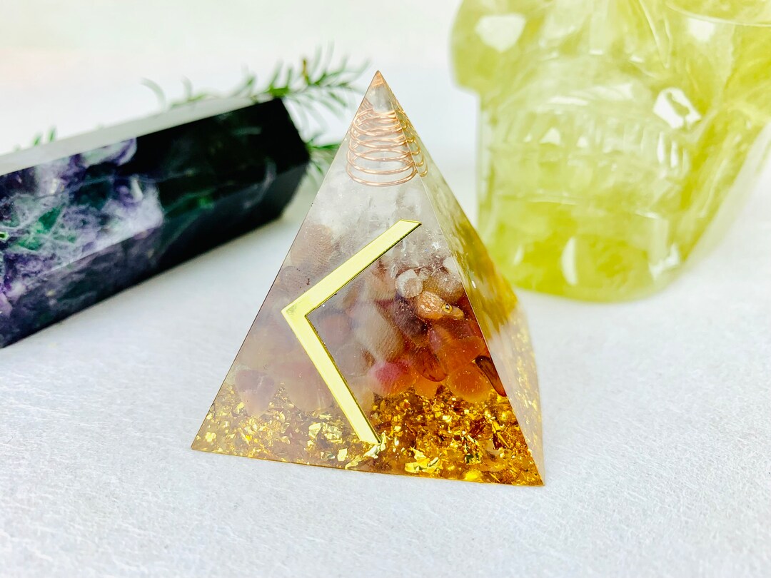 2.1'' Resin Orgonite Energy Pyramid, Energy Tower, Runes Pyramid, Fire ...