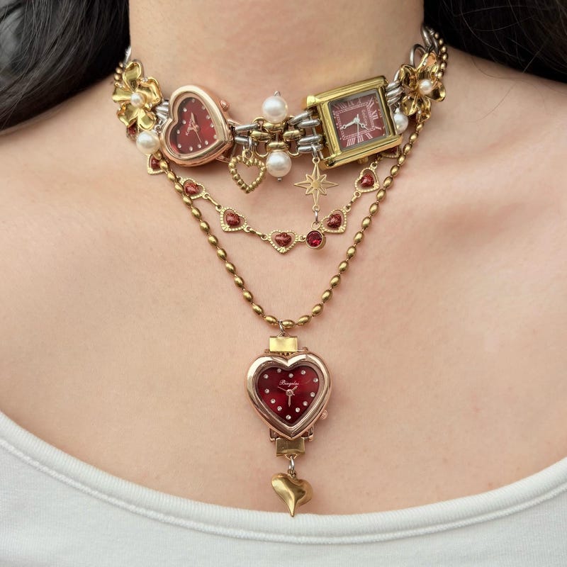 Red Gold Necklace Gothic - Etsy