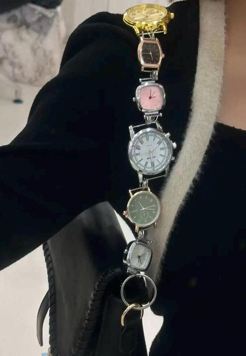 Cyberpunk Retro Multicolor Watch Bag Strap, 11 Clocks Metal Bag Straps ...