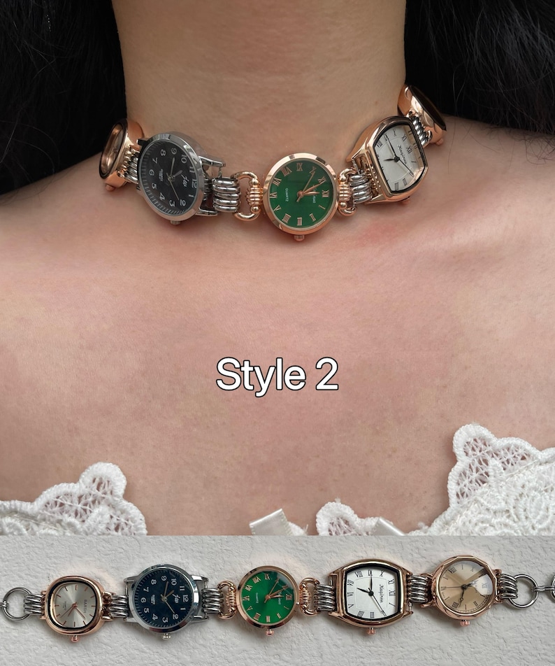 Five Different Watch Faces Choker Necklace,silver Chain Choker, Unique ...