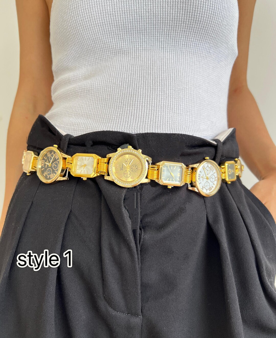 Punk Gold Watch Belt,y2k Watch Waist Chain,colorful Button Belt&watch ...