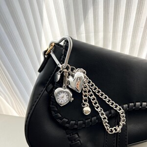 Silver Heart Watch Keychain, Heart Watch Bag Accessory, Heart Hook ...