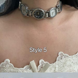 Five Different Watch Faces Choker Necklace,silver Chain Choker, Unique ...