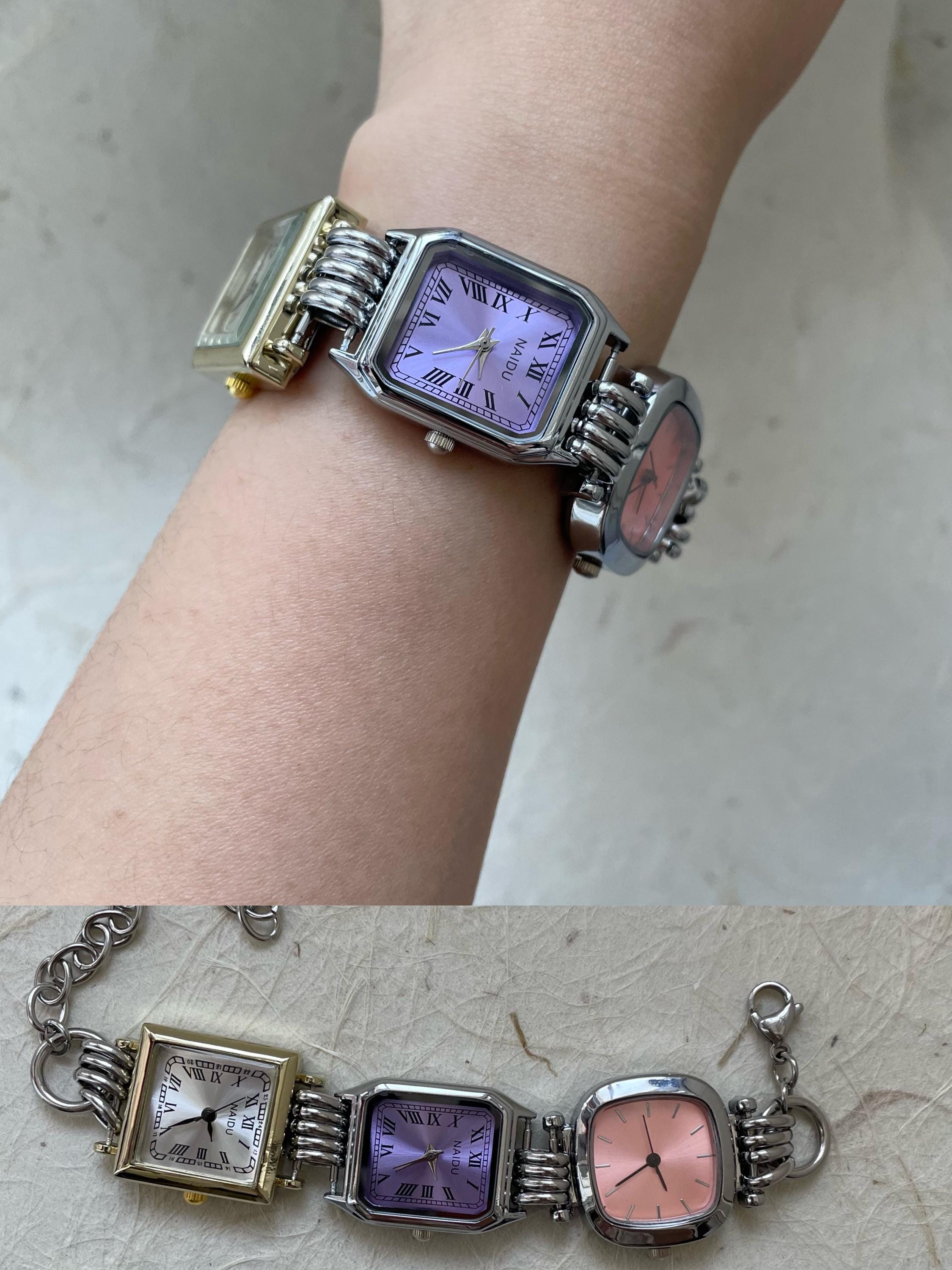 Vintage Punk 3 Watches Bracelet, Multi Watch Bracelet, Y2K Silver Watch ...