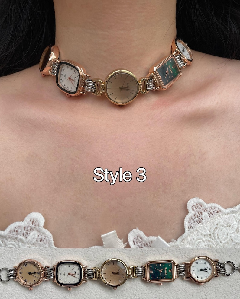 Five Different Watch Faces Choker Necklace,silver Chain Choker, Unique ...