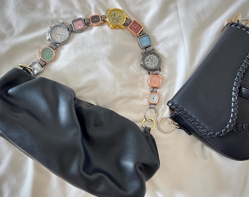 Cyberpunk Retro Multicolor Watch Bag Strap, 11 Clocks Metal Bag Straps ...
